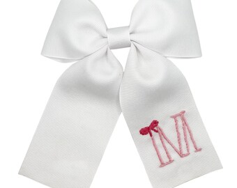 Initial Hand Embroidered Bow - Etsy