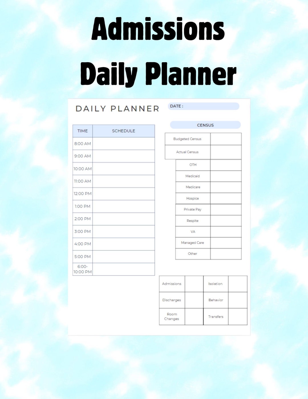 Skilled Nursing Admissions Director Daily Planner - Etsy