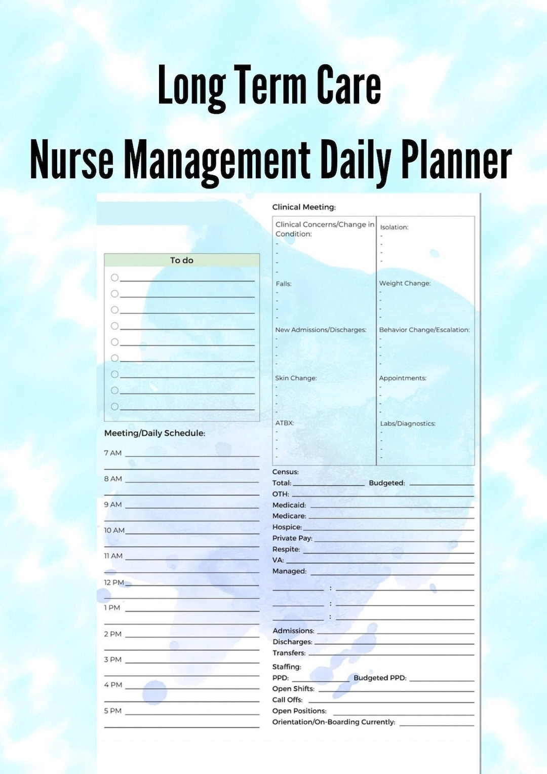 Nurse Management Daily Planner - Etsy