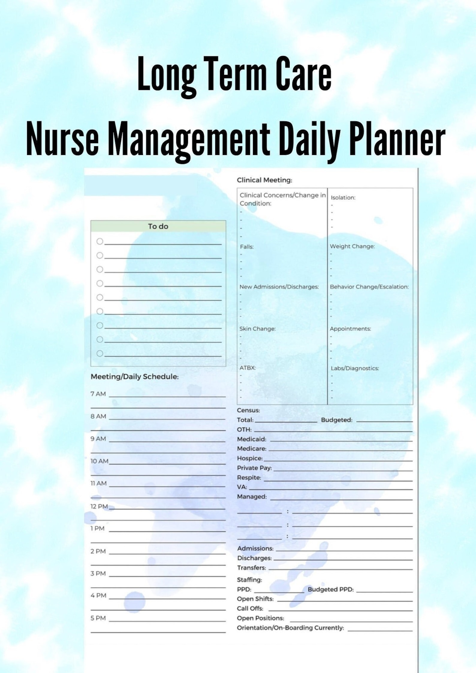 Nurse Management Daily Planner - Etsy