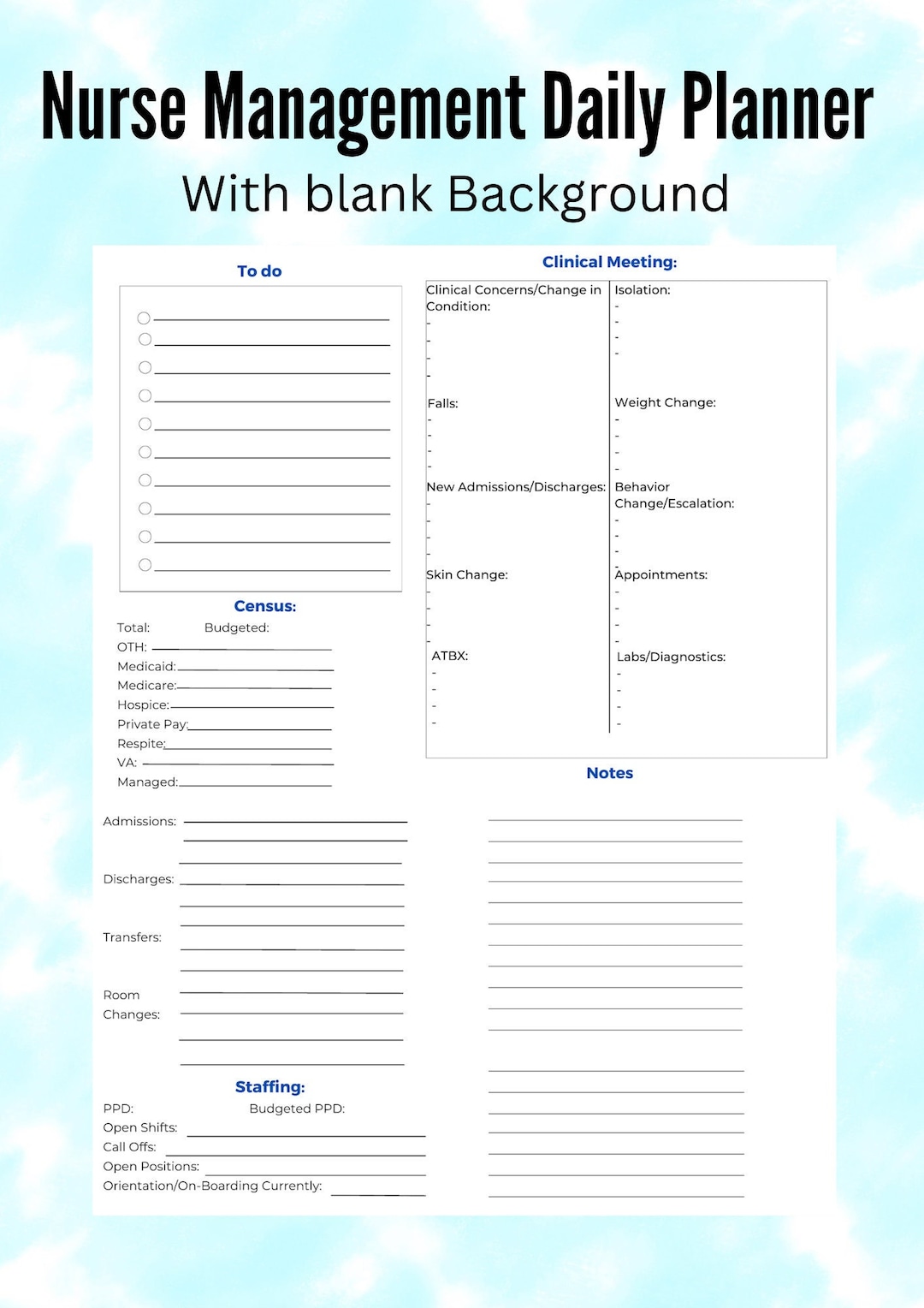 Nurse Management Daily Planner - Etsy