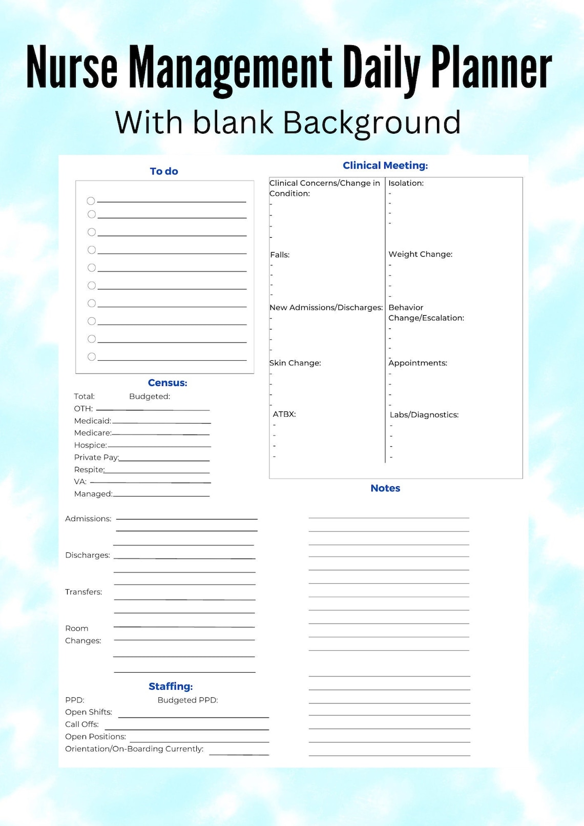 Nurse Management Daily Planner - Etsy