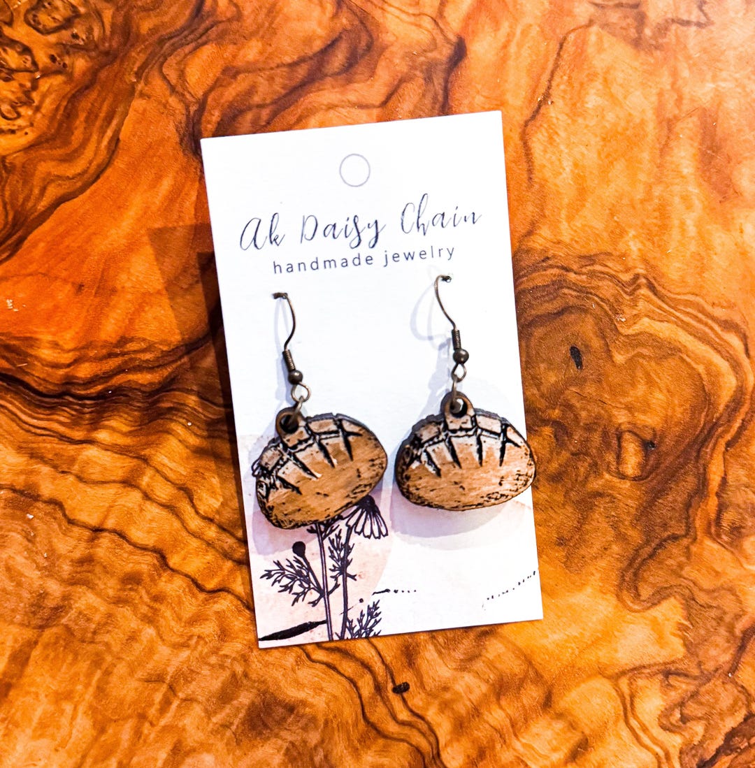 Sourdough Bread Wooden Earrings, Baked Goods, Homestead, Baker, Dangle ...