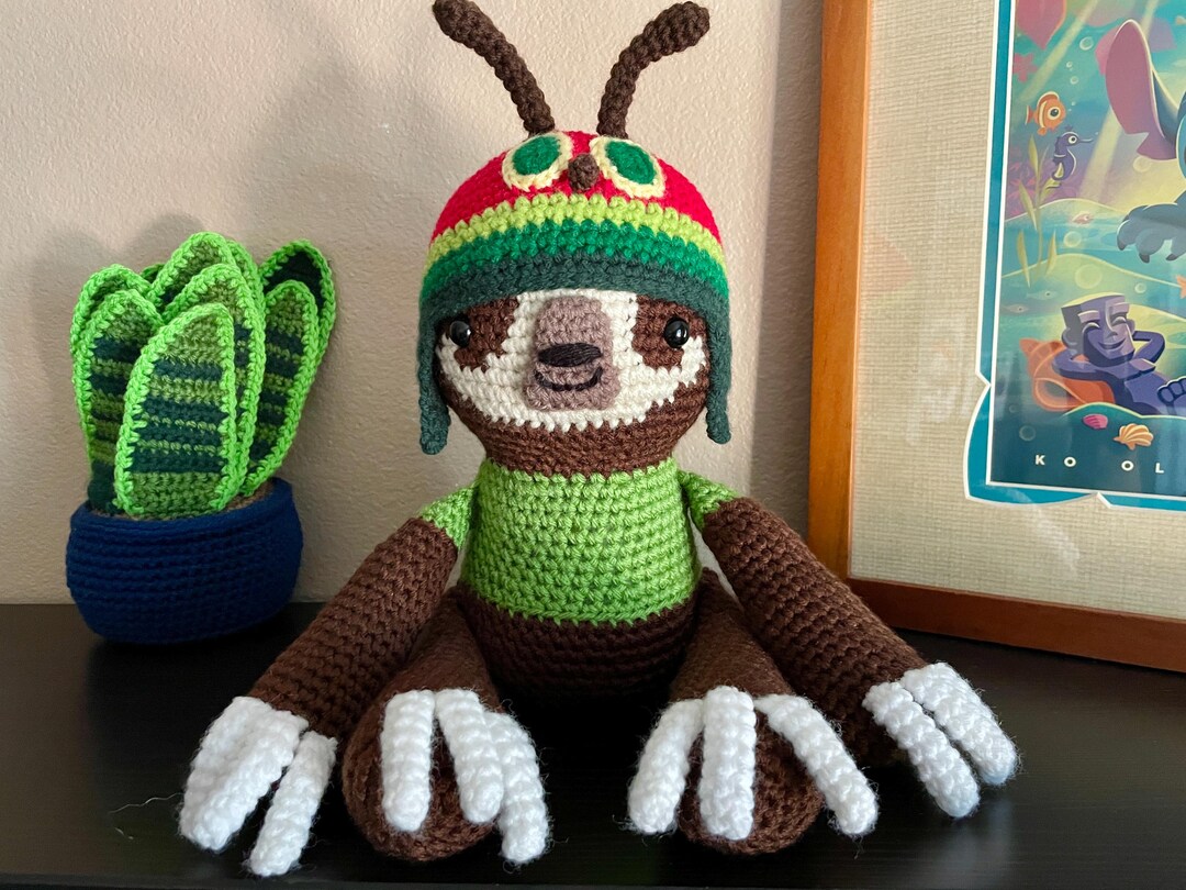 Crochet Amigurumi Sloth With Caterpillar Hat Stuffie Plushie Doll - Etsy