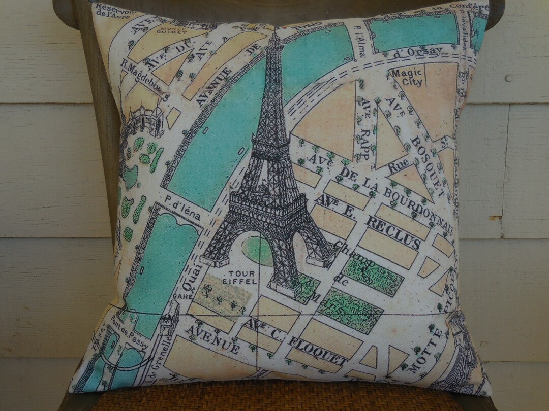 Paris Map Pillow, Paris Decor, Farmhouse Pillows, Travel Gift, Gift for ...