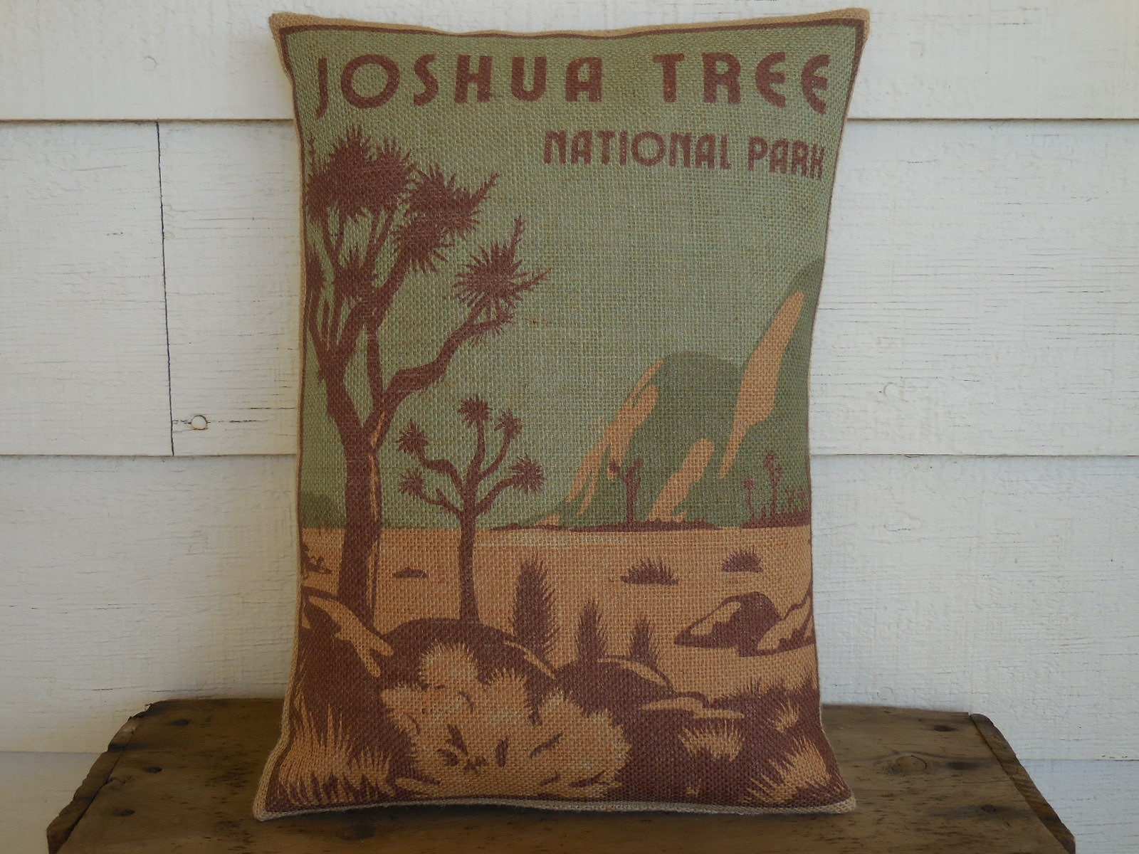 Joshua Tree NP Burlap Pillow, National Park Pillow, Travel Gift for ...