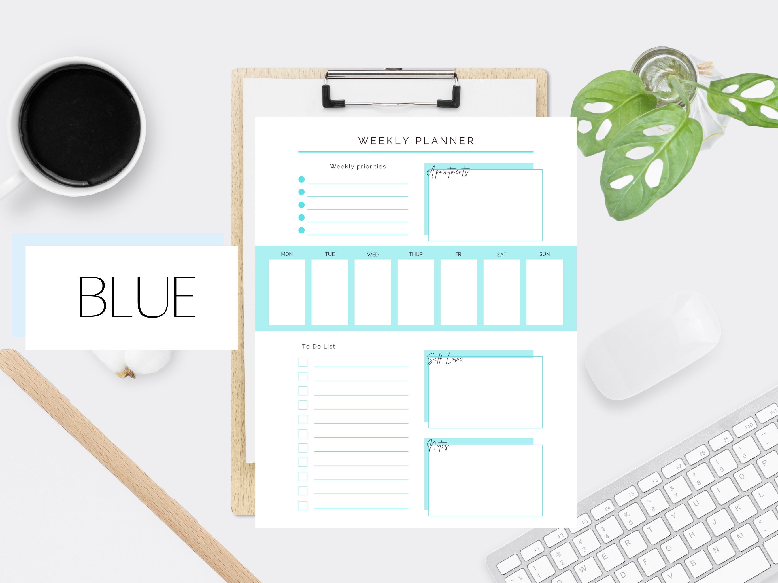 Minimalist, Multi Color, Printable and Fillable Weekly Planner PDF - Etsy