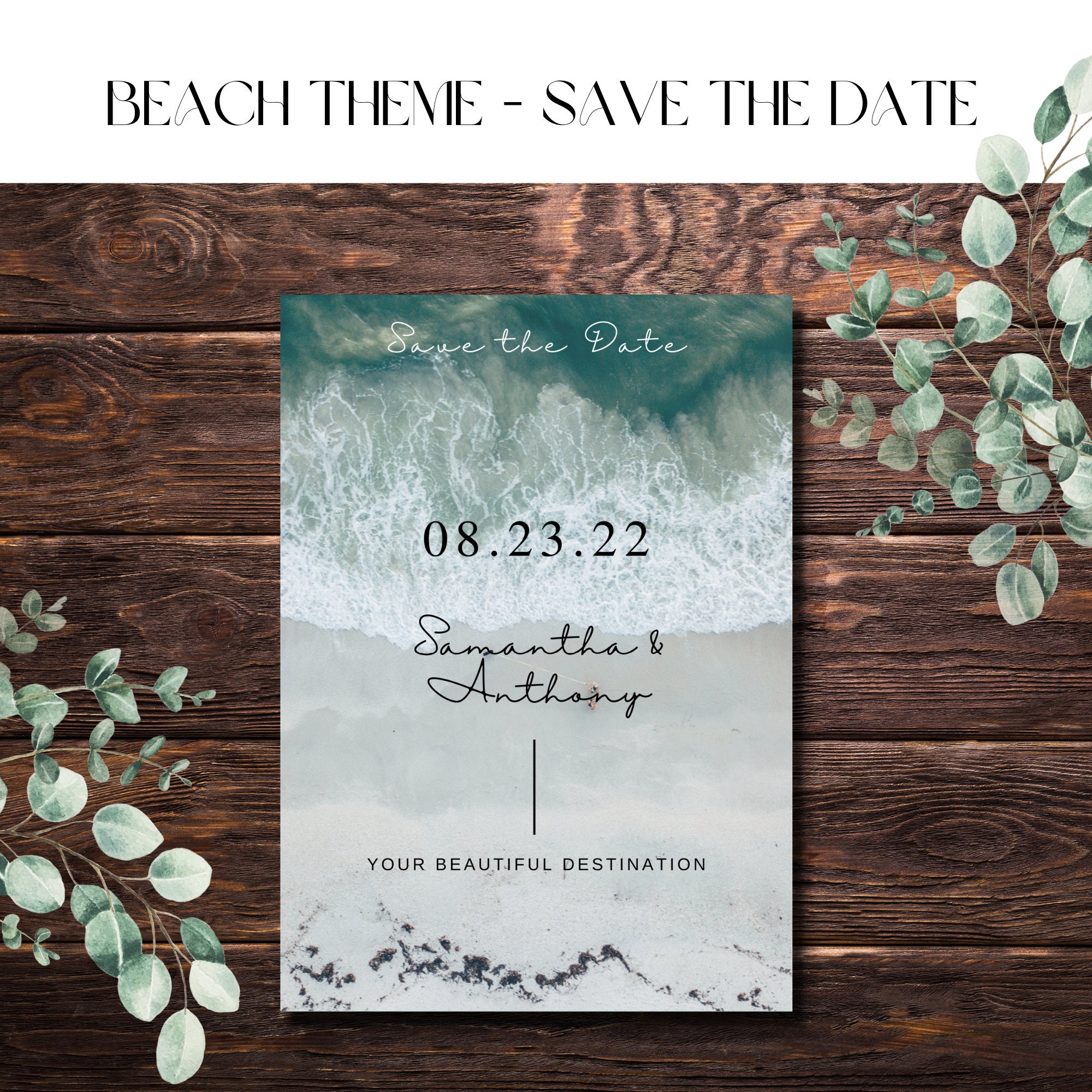 Beach Theme, Save the Date Invitation, Simple, Classy, Printable ...