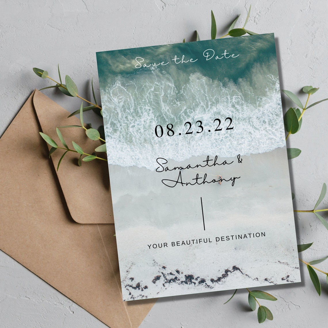 Beach Theme, Save the Date Invitation, Simple, Classy, Printable ...