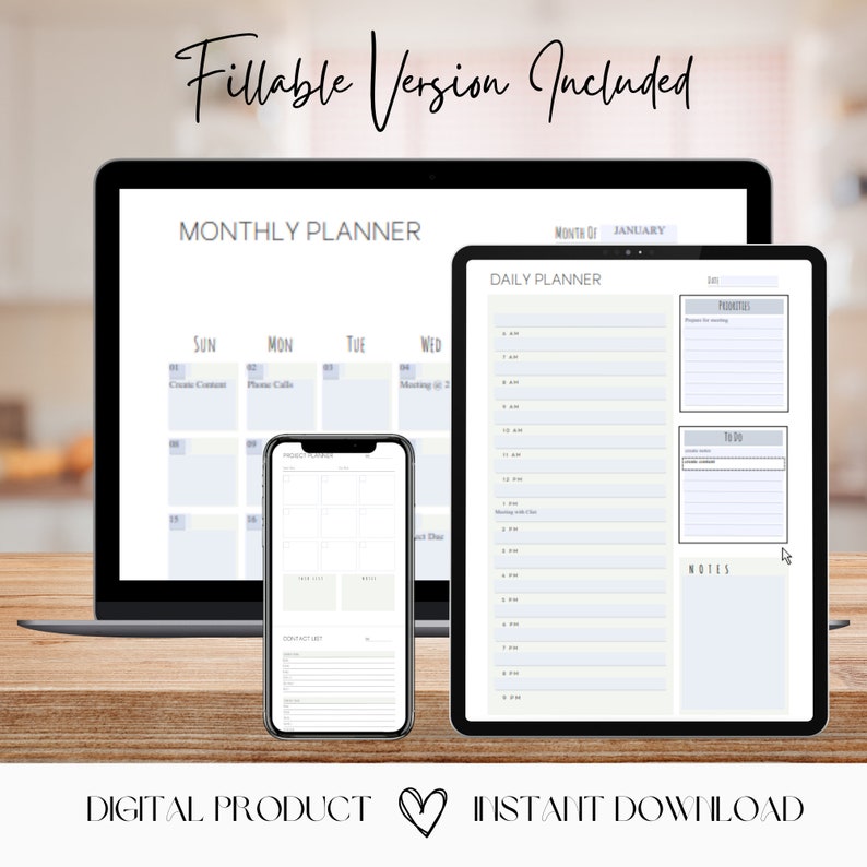 Printable and Fillable Business Planner Yearly, Monthly, Weekly, Daily ...