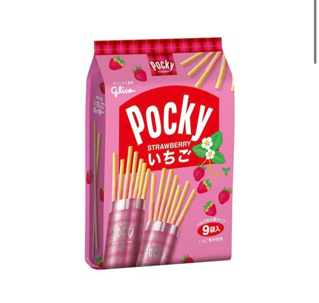 Japanese GLICO Pocky Strawberry Flavor Family Pack 9 Individual Pieces ...