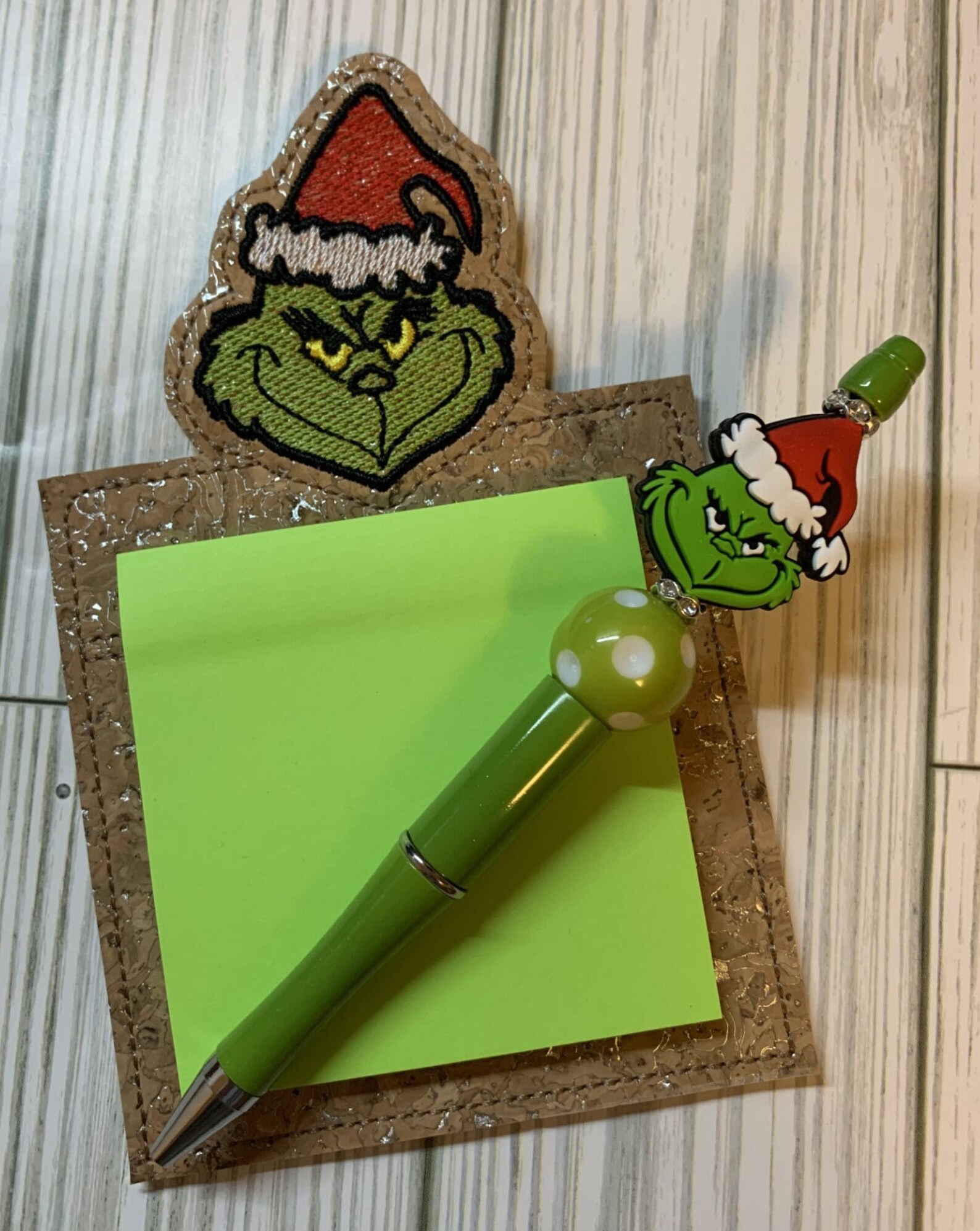 Custom Beaded Pen and Note Holder - Pen and Sticky Note Holder - Mean ...