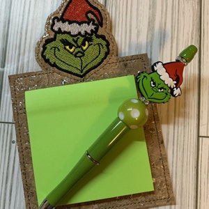 Custom Beaded Pen and Note Holder - Pen and Sticky Note Holder - Mean ...