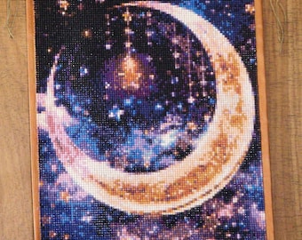 Completed Moon 3D Diamond Painting- Moon Vlouds Painting With Diamonds ...