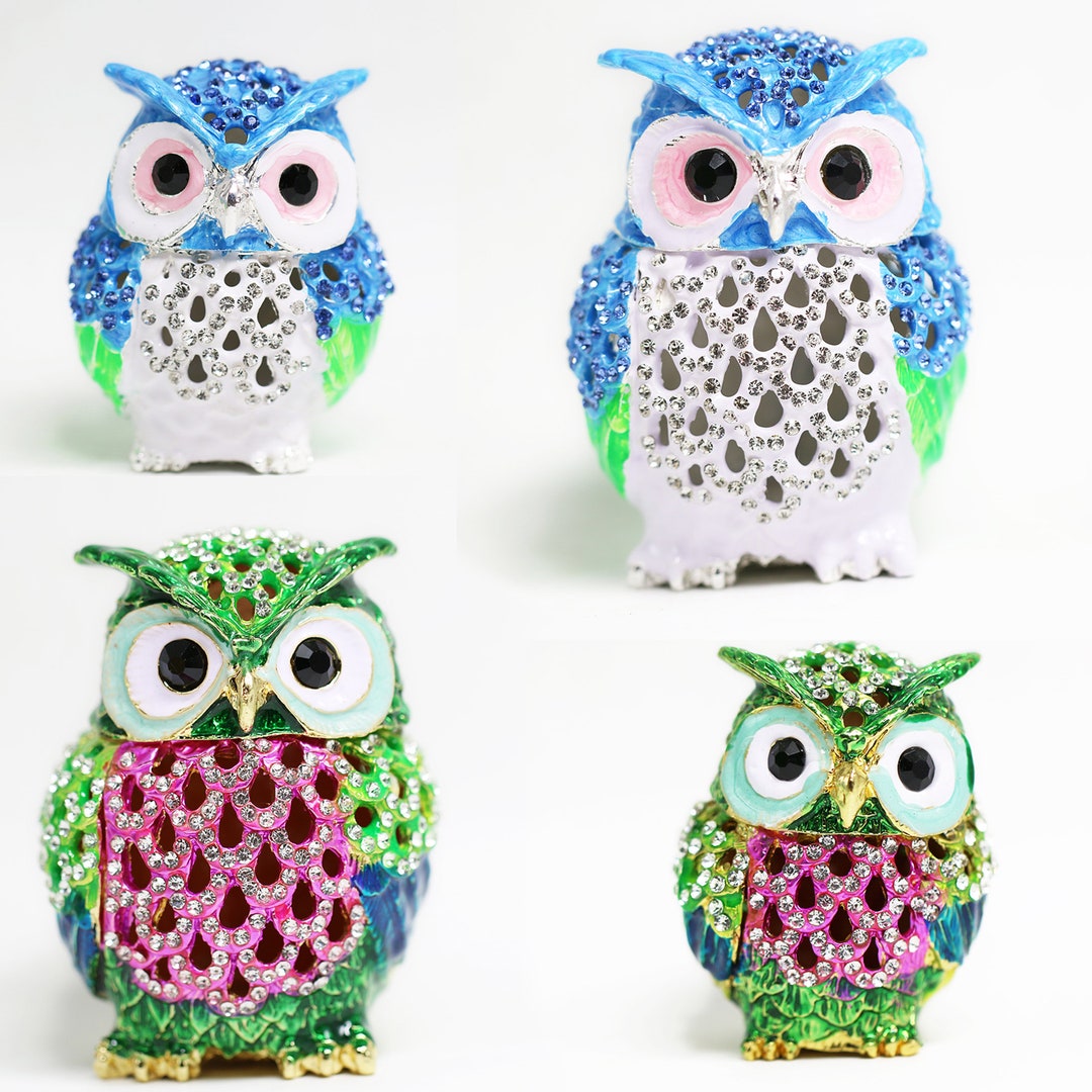 1 Pc Bejeweled Enameled Animal Bird Trinket Box/figurine With ...