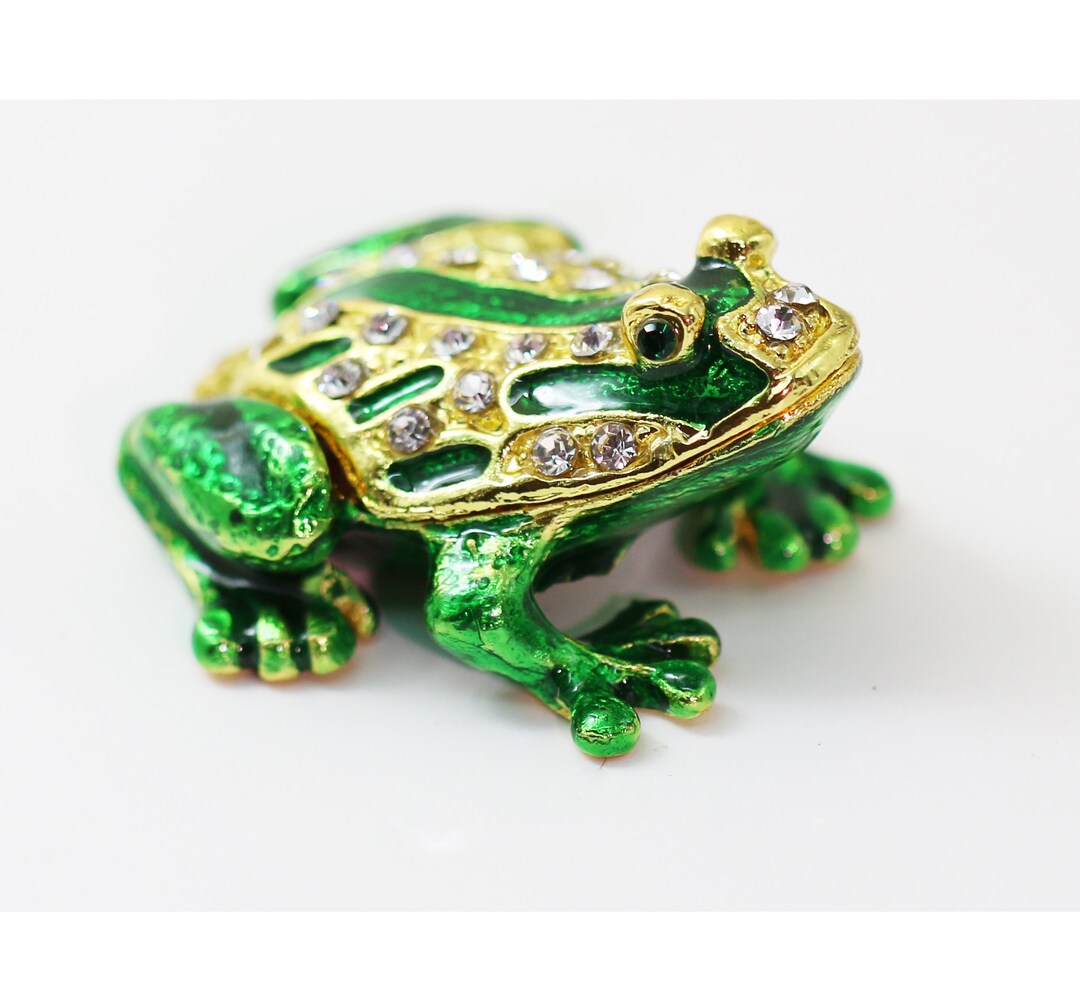 Bejeweled Enameled Animal Trinket Box/figurine With Rhinestones-tiny ...
