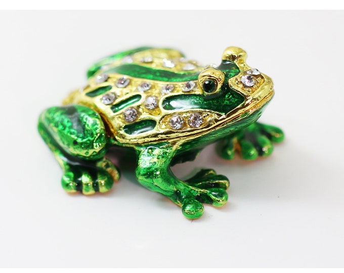 Bejeweled Enameled Animal Trinket Box/figurine With Rhinestones-tiny ...