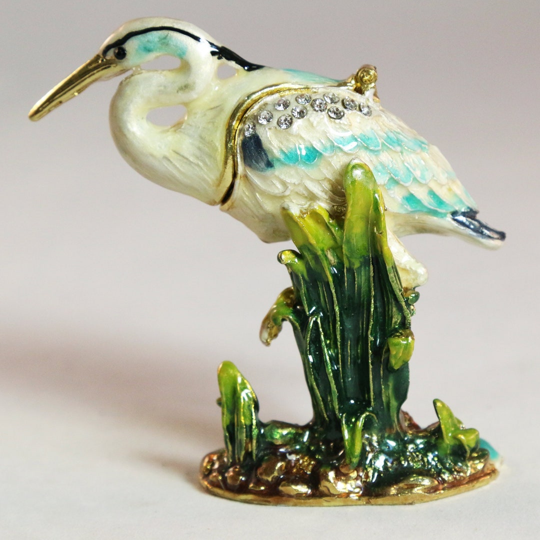 Bejeweled Enameled Animal Bird Trinket Box/figurine With Rhinestones ...