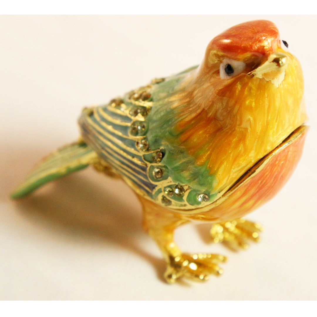 Bejeweled Enameled Animal Trinket Box/figurine With Rhinestones-cute ...