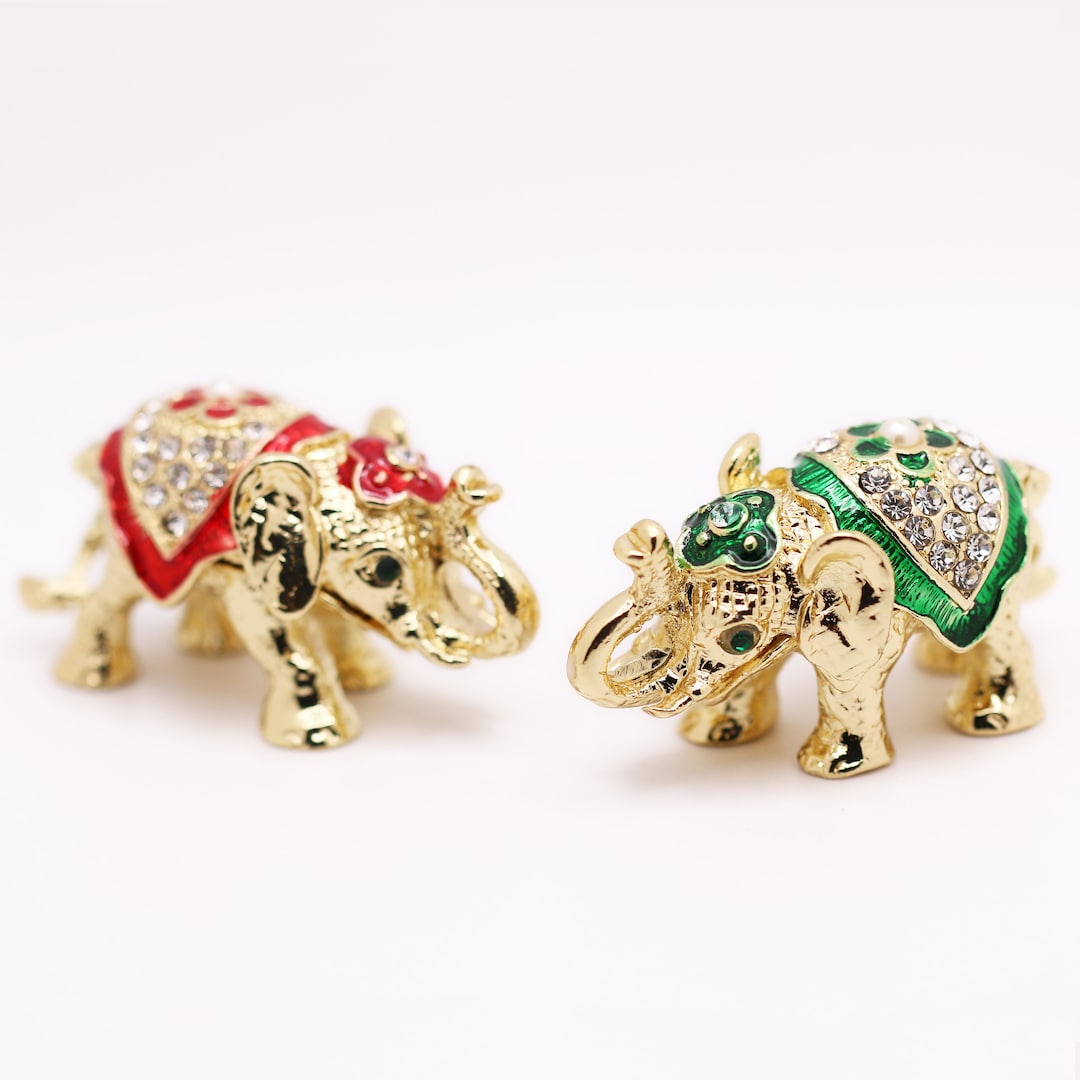 Bejeweled Enameled Animal Trinket Box/figurine With Rhinestones-tiny ...