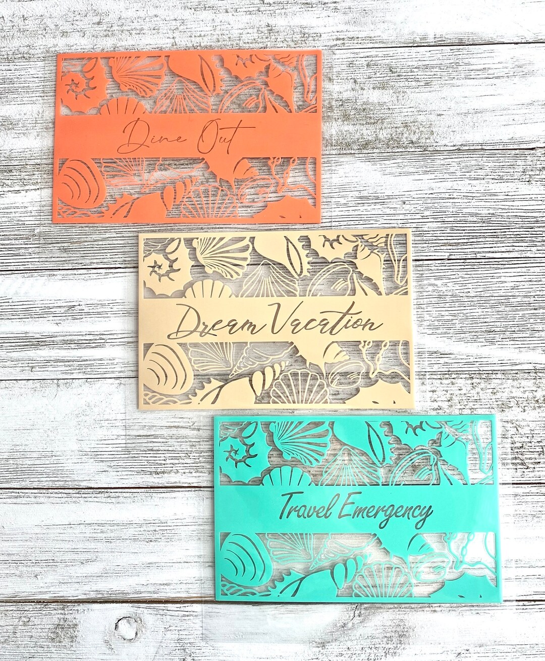 Clear Laminated A7 Sea Shells Cash Envelopes, Handmade and Customizable ...