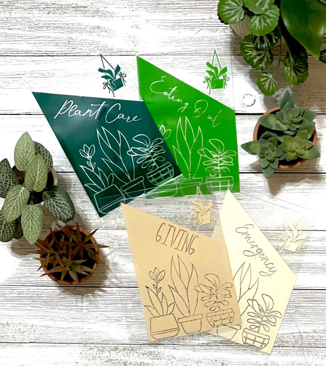 Clear Laminated A7 House/potted Plants Cash Envelopes, Handmade and ...