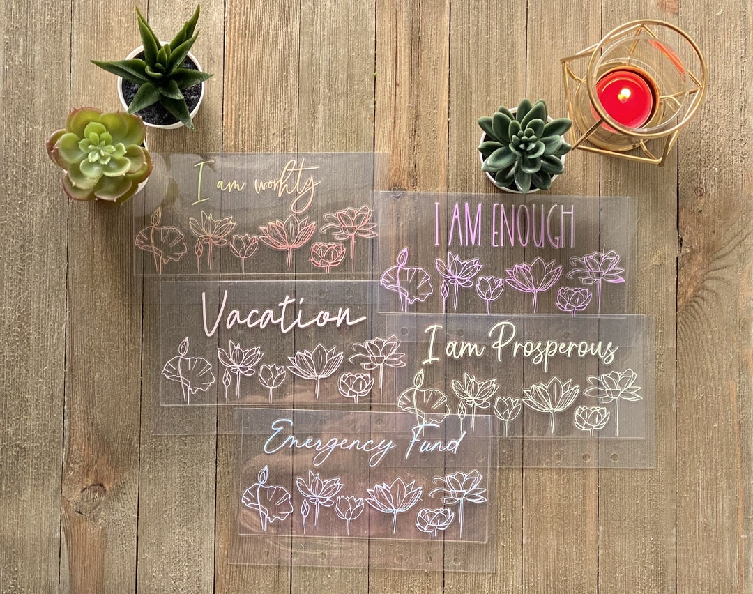 Clear Laminated A6 Lotus Cash Envelopes, Handmade, Customizable Cash ...