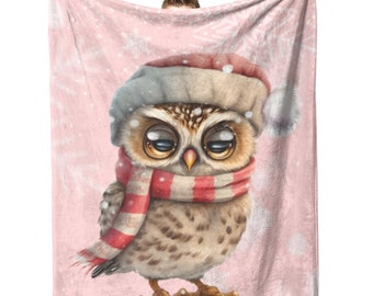 Owl Fleece Tied Blanket in Teal, Navy Blue and Peach Colors Owl Baby ...