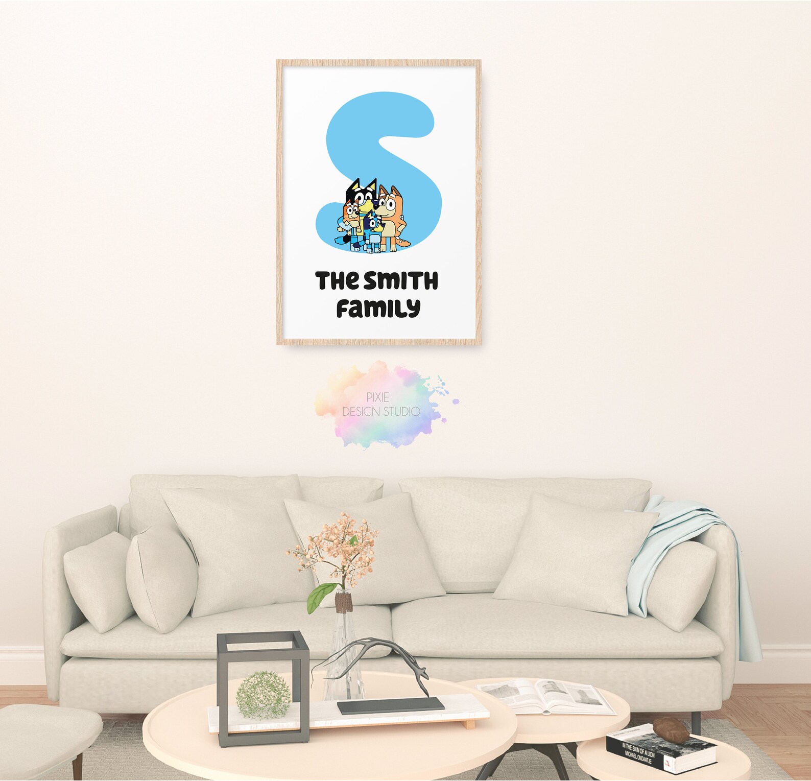 Personalised Bluey wall art Bluey family wall art monogram | Etsy