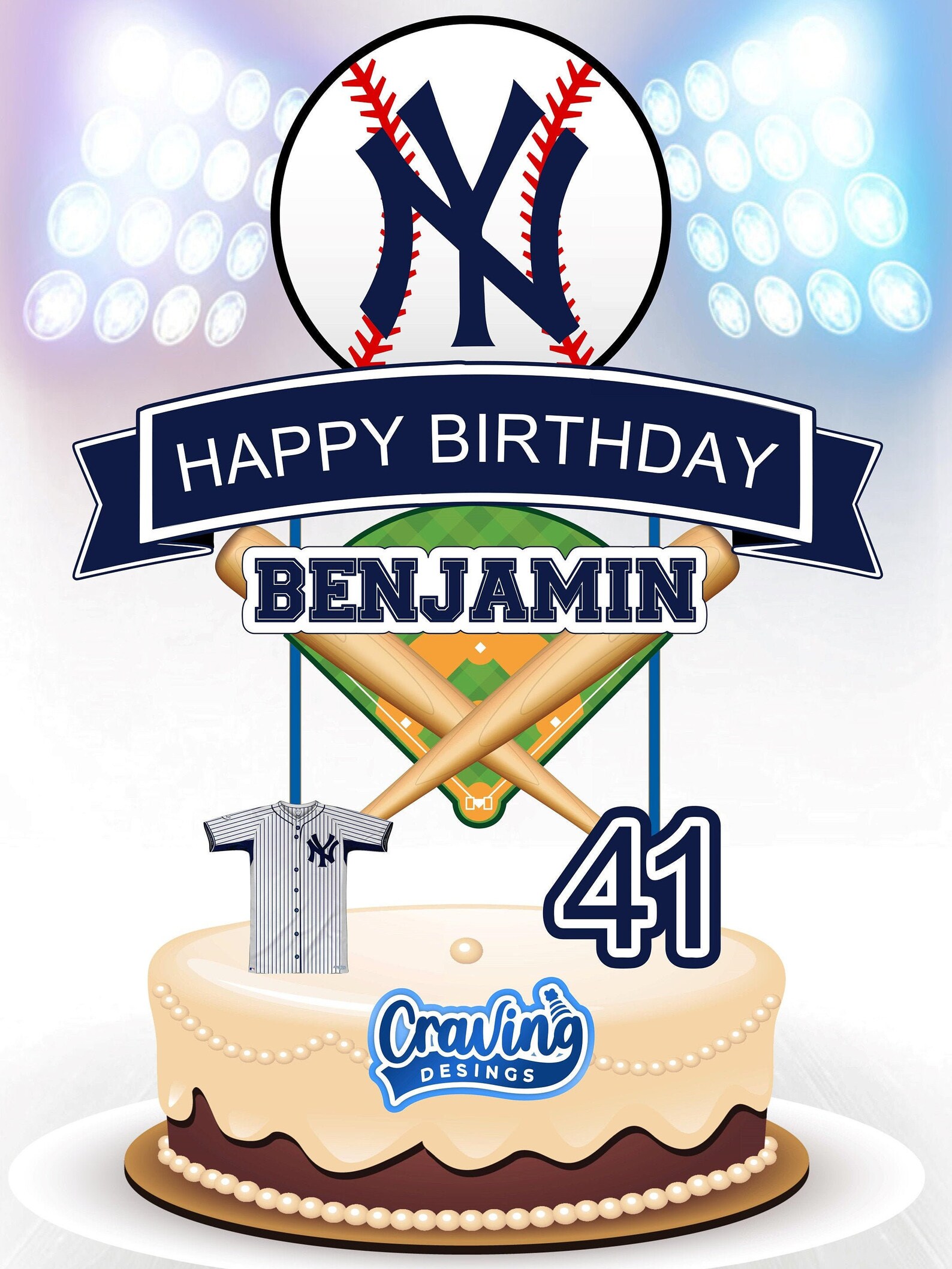 New York Yankees Cake Topper Yankees Birthday Yankees Party - Etsy