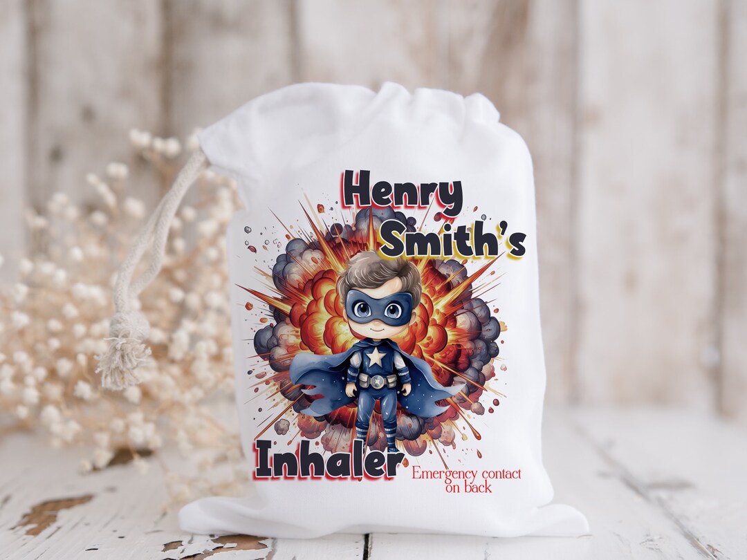 Personalized Superhero Asthma Inhaler Bag: Medical Alert Kids Travel ...