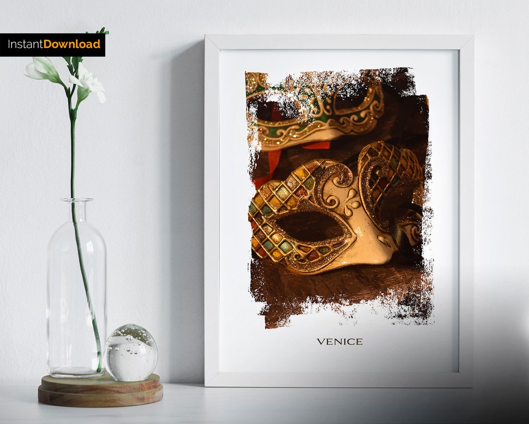 VENETIAN MASK PRINT / Venice Carnival Italy / Instant Download A3 - Etsy