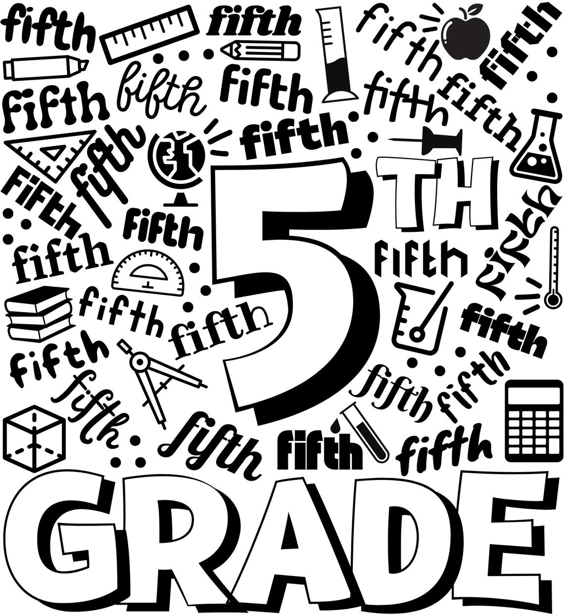 5th Fifth Grade Typography INSTANT DOWNLOAD Jpg, Svg, Png, for Use With ...