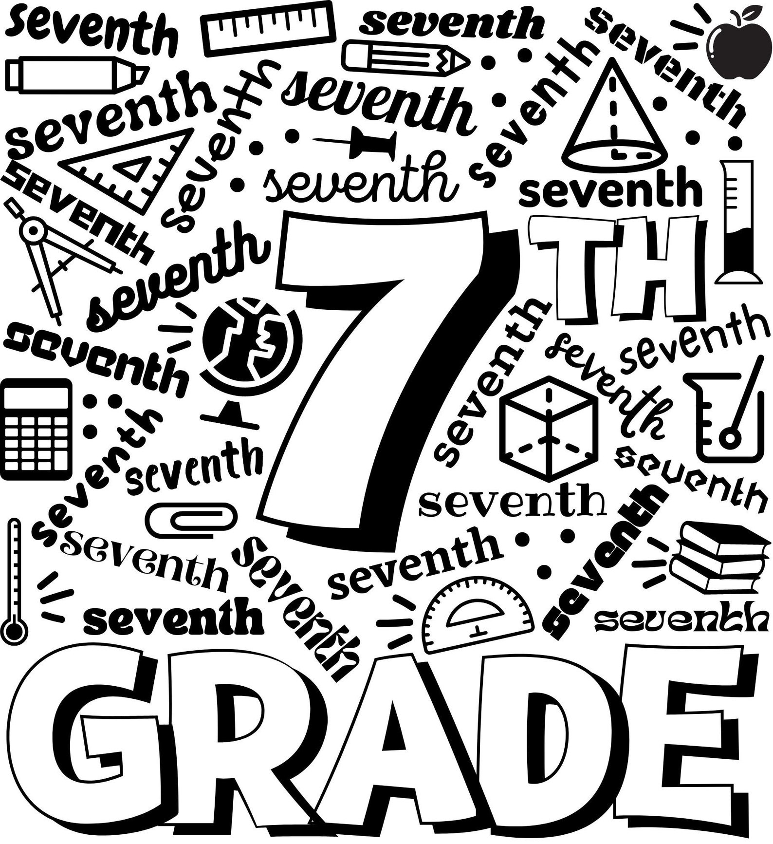 7th Seventh Grade Typography INSTANT DOWNLOAD Jpg, Svg, Png, for Use ...