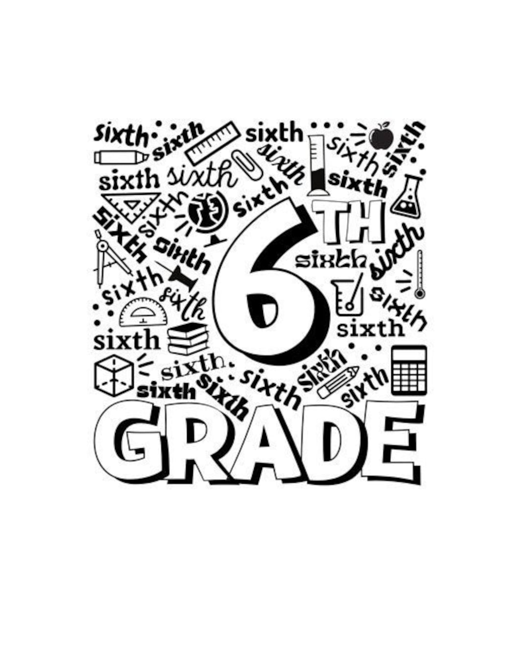 6th Sixth Grade Typography INSTANT DOWNLOAD Jpg Svg Png for - Etsy