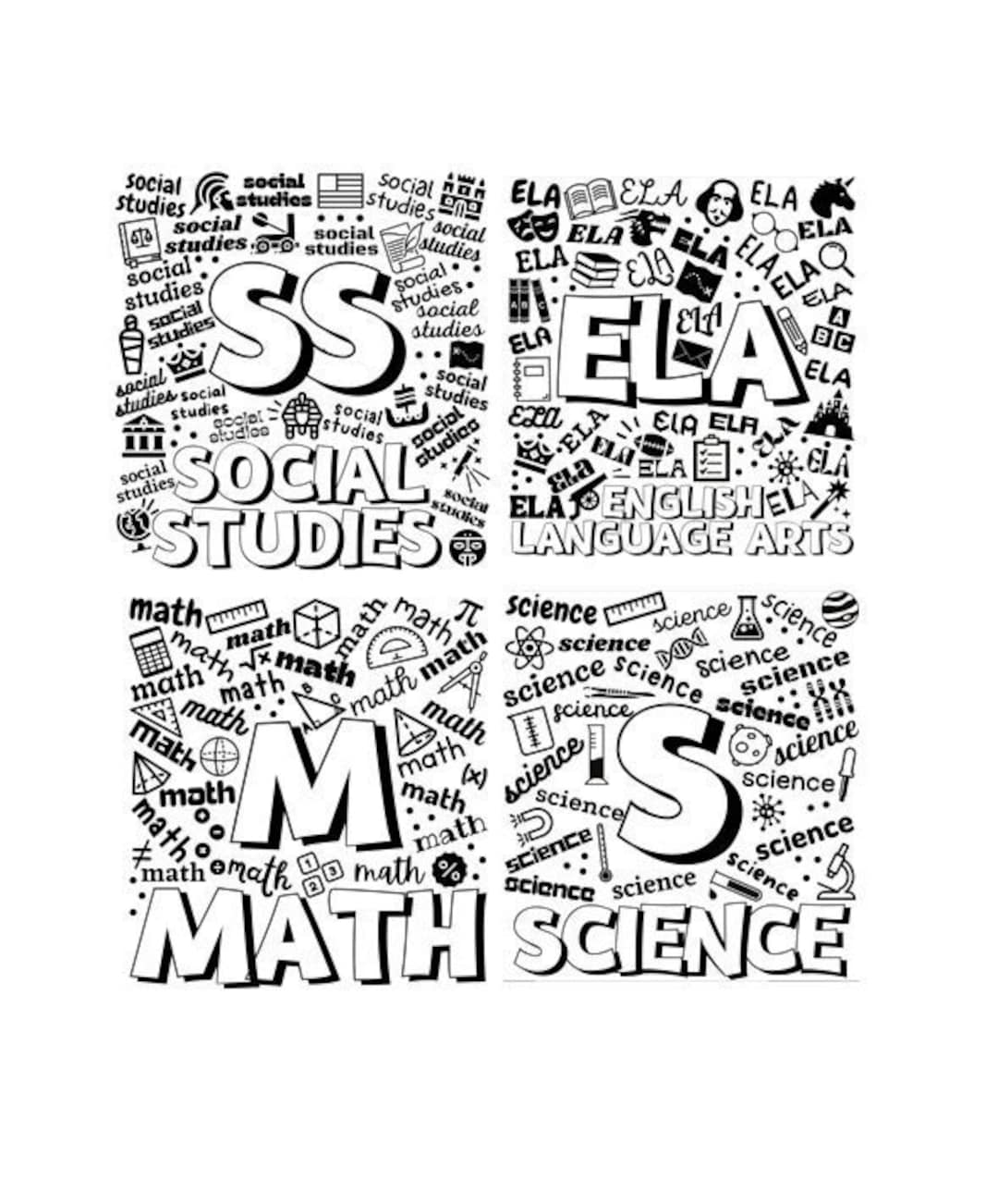 Svg Bundle Math, Science, Social Studies, and ELA Typography INSTANT ...