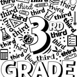 3rd Third Grade Typography INSTANT DOWNLOAD Jpg, Svg, Png, for Use With ...