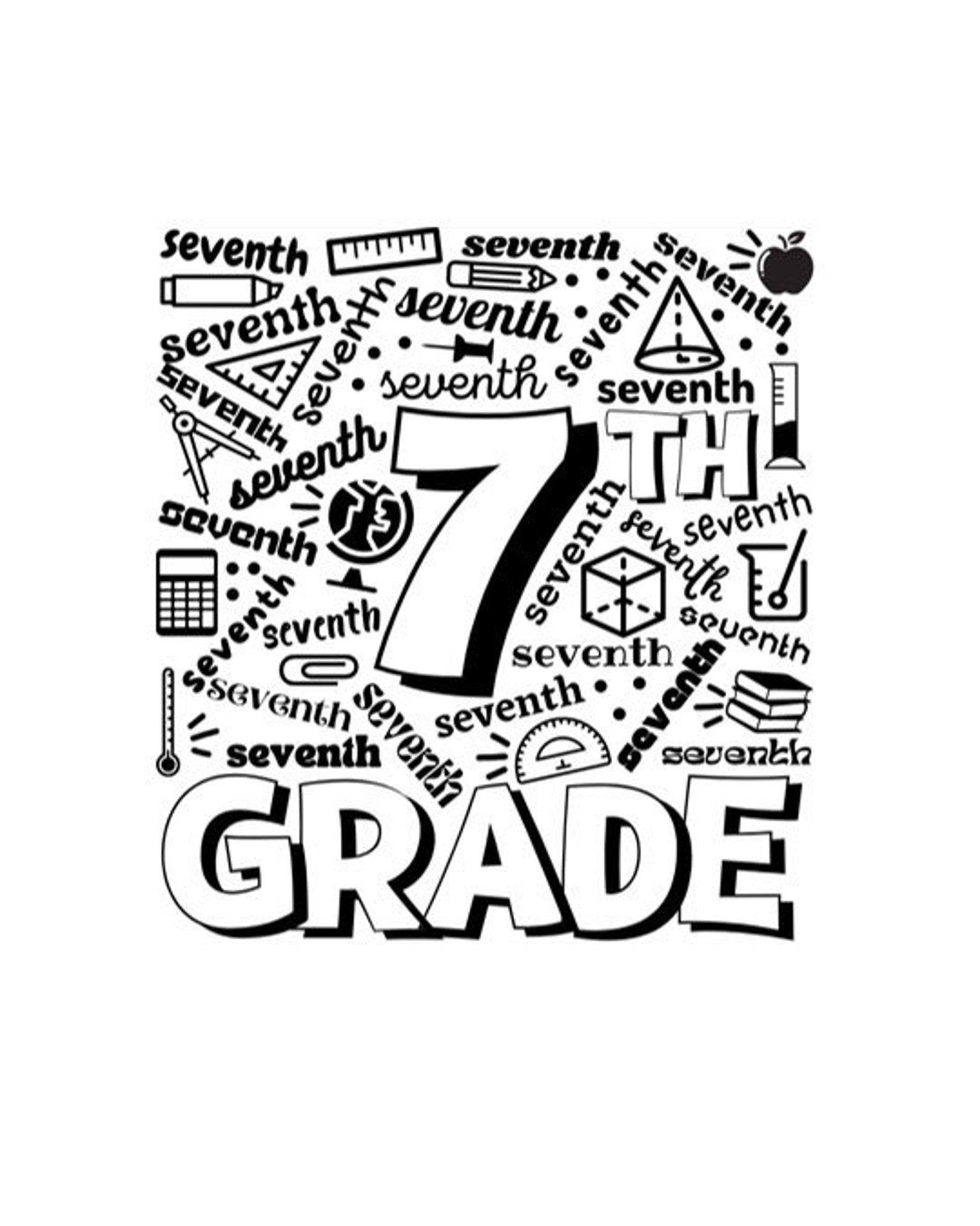 7th Seventh Grade Typography INSTANT DOWNLOAD Jpg, Svg, Png, for Use ...