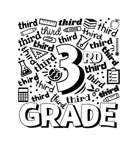 3rd Third Grade Typography INSTANT DOWNLOAD Jpg Svg Png for | Etsy