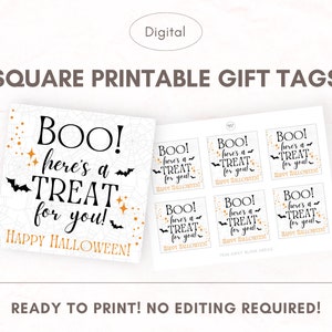 Halloween Treat Tag, Boo! Here's a Treat for You! Halloween Cookie Tag ...