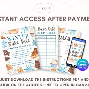 Christmas Holiday Bake Sale Flyer, Winter Bake Sale Editable Template ...
