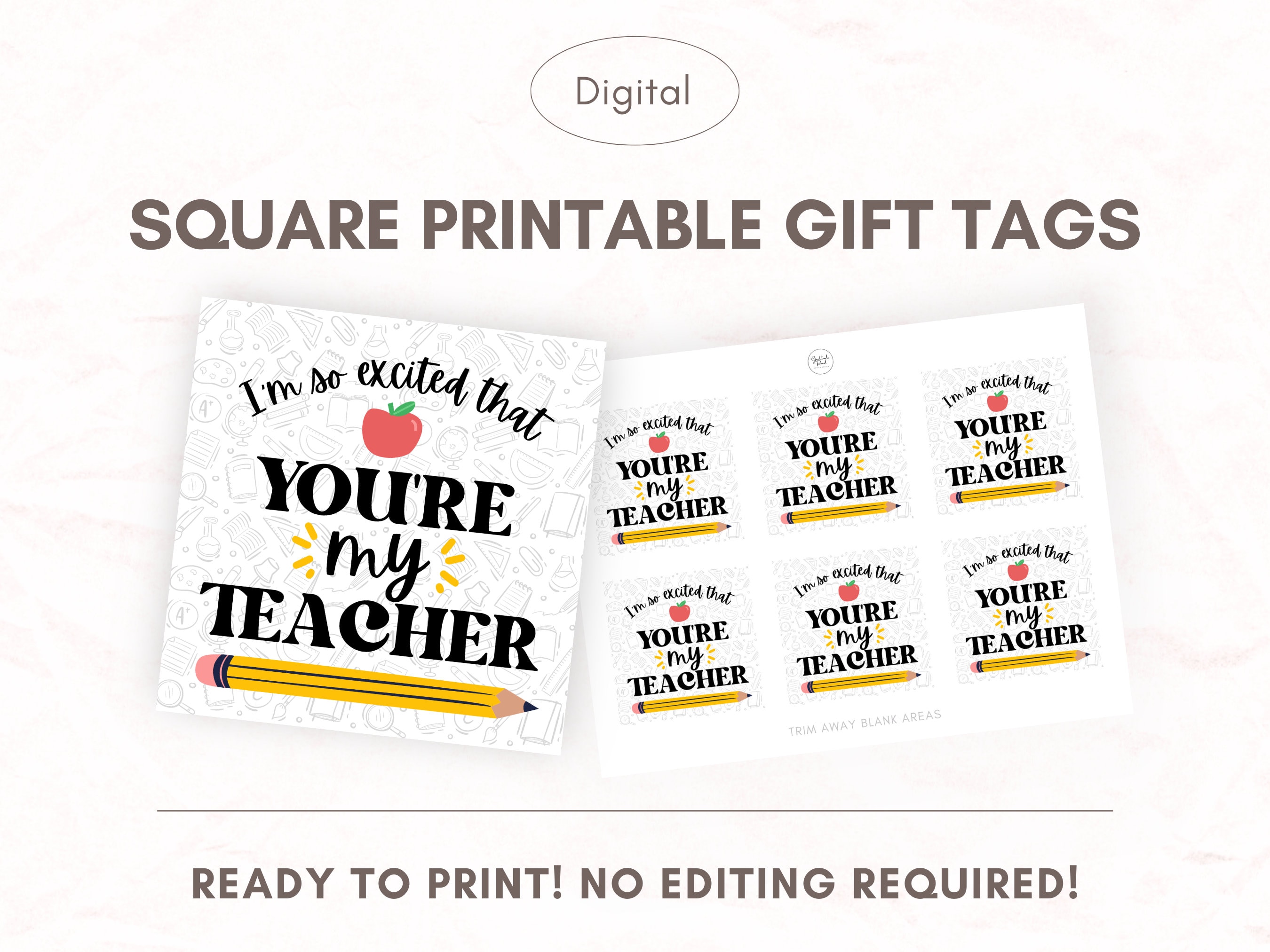 Teacher Gift Tag, First Day of School Printable (digital Download) - Etsy