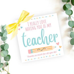 Teacher Thank You Gift Tag Printable, I Really Love Having You as My ...