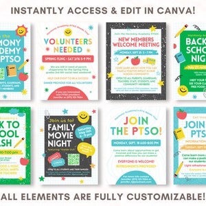 Editable PTA Meeting Flyer Bundle, PTA Newsletter, Canva Template for ...