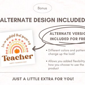 Thanksgiving Teacher Gift Tag, Printable Rainbow Pumpkin (digital ...