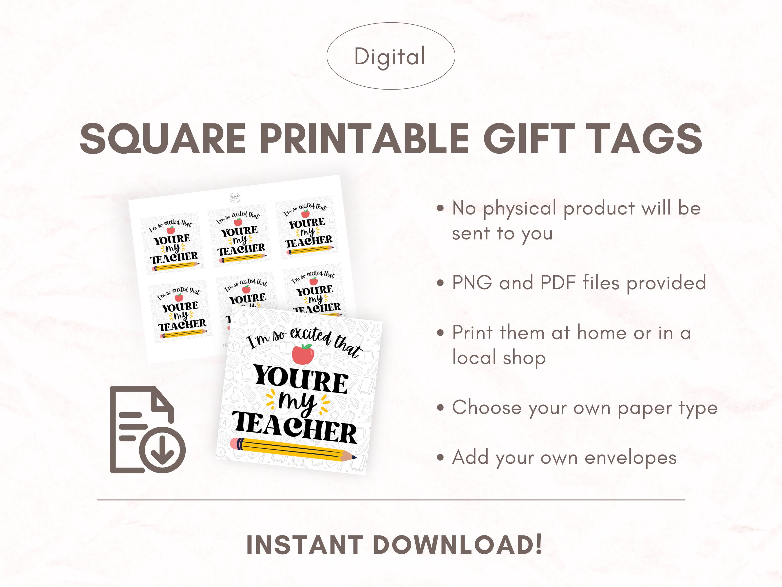 Teacher Gift Tag, First Day of School Printable (digital Download) - Etsy