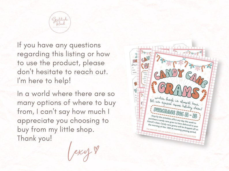Candy Cane Grams Grams Template, Editable PTA Holiday Event, Canva ...