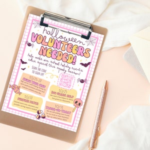 Editable Halloween Volunteer Flyer Templates, PTA Halloween Events ...