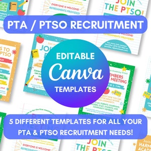 Editable PTA Recruitment Fliers, PTA Membership, Canva Template for PTO ...