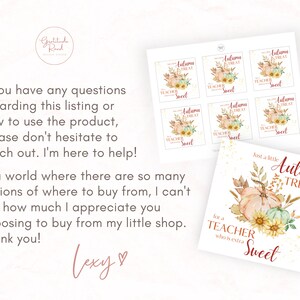 Thanksgiving Treat Tag, Just a Little Autumn Treat for a Teacher Who is ...